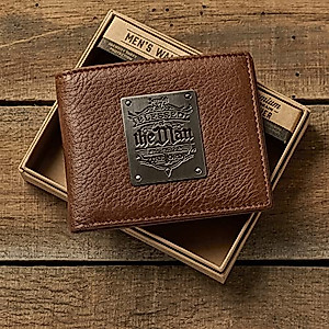 Christian Art Gifts Genuine Leather RFID Wallet for Men with Scripture Blessed Is The Man Jeremiah 17:7 Metal Emblem Multi-purpose Slots Credit Card Holders Quality Classic Brown Leather Bifold Wallet