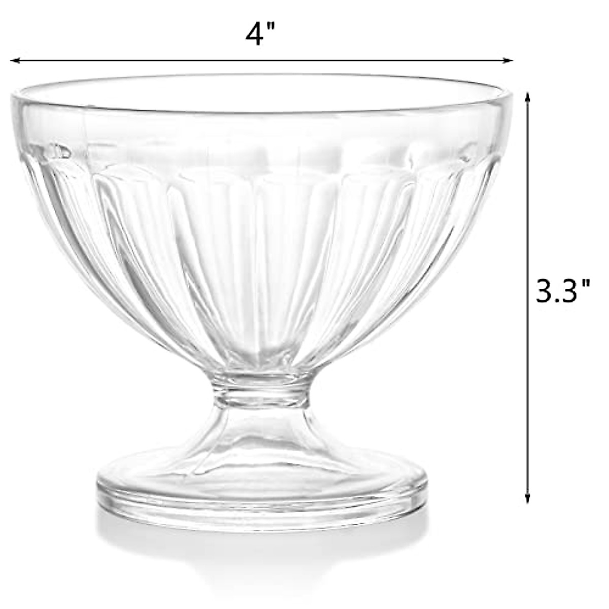 Lawei 12 Pack Acrylic Ice Cream Bowls - 8 Oz Clear Plastic Dessert Cups Footed Ice Cream Bowls for Dessert, Sundae, Ice Cream, Salad, Cocktail, Condiment, Trifle