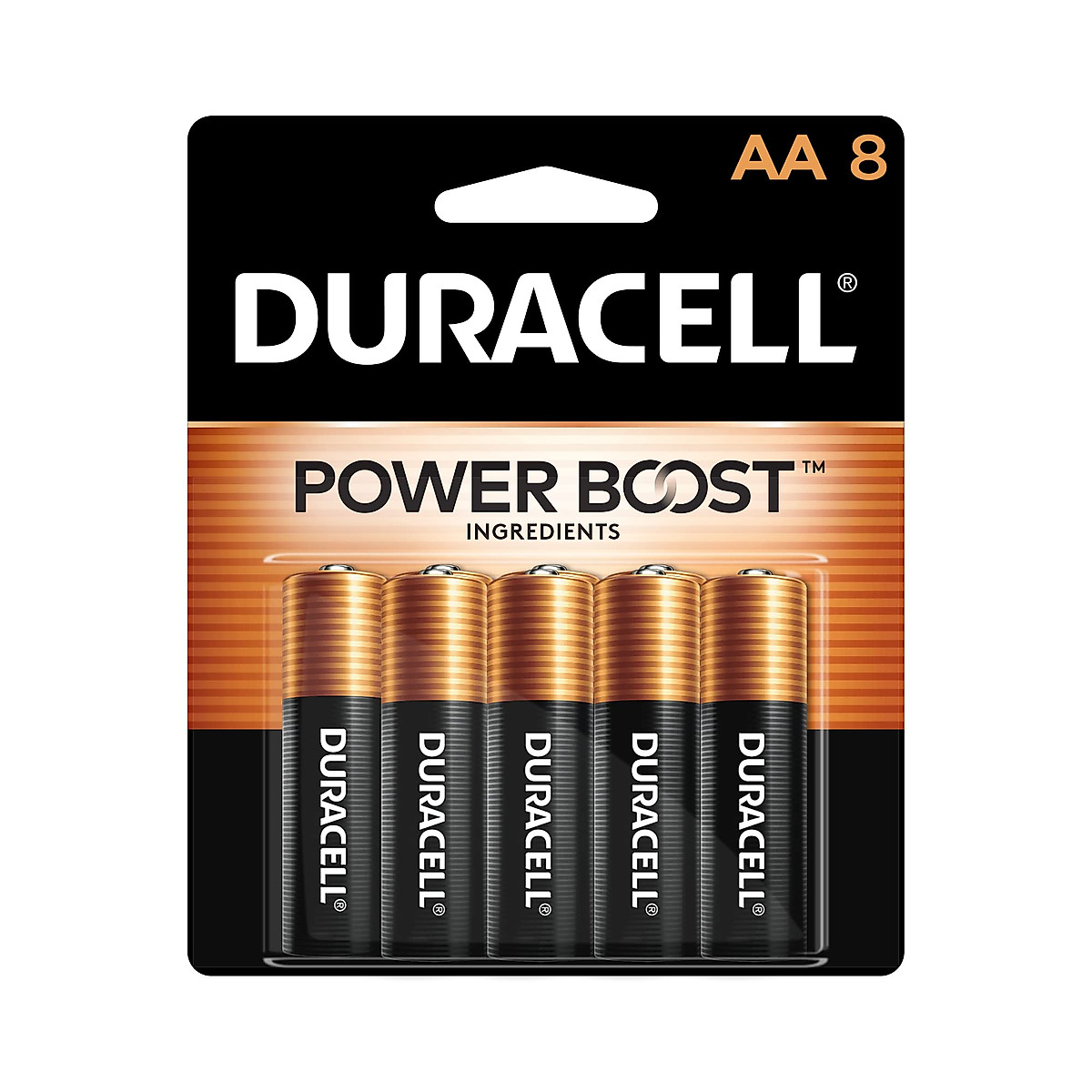 Duracell Coppertop AA Batteries with Power Boost Ingredients, 8 Count Pack Double A Battery with Long-lasting Power, Alkaline AA Battery for Household and Office Devices