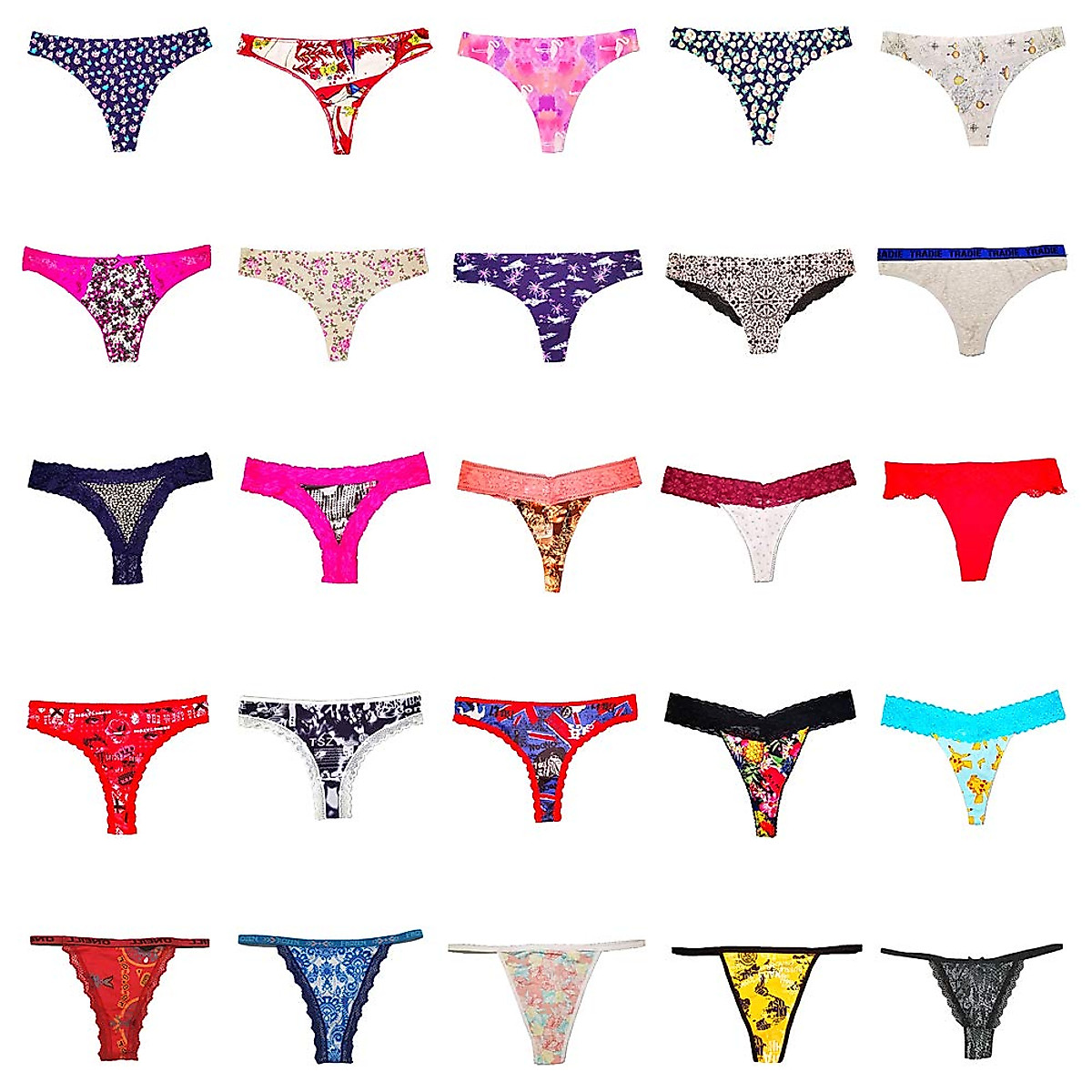 Dircho Women Underwear Variety of Panties Thong G-string T-back Tanga Pack of 10&20 (20 Pcs, Large)