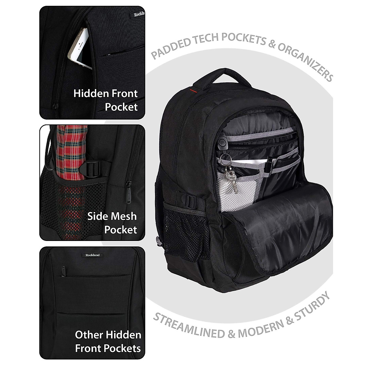 Rockland Business Pro USB Laptop Backpack, Black, Large