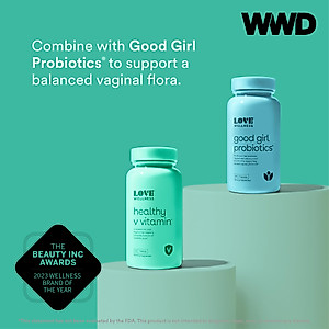 Love Wellness Women's Vaginal Health Supplement, Healthy V Vitamin | Maintains pH Balance, Gut Health & Supports Immunity | Feminine Balance of Candida Yeast with Turmeric & Coconut Oil | 30 Tablets