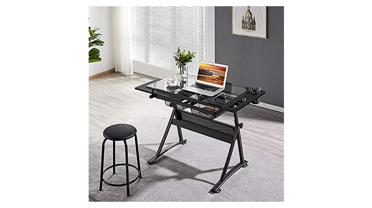Yaheetech Adjustable Drafting Table & Stool for Artists