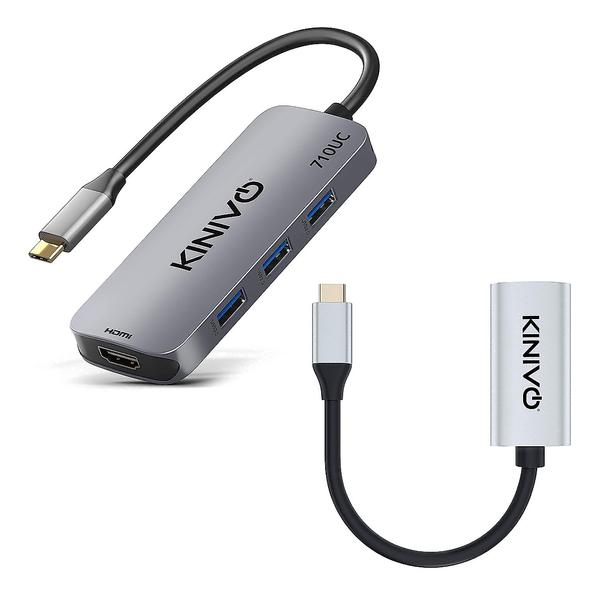 Kinivo 710UC USB-C Hub with USB C to HDMI Adapter - 25CM (4K 60Hz, 7 Ports- 3 USB 3.0 Ports, HDMI Port, 100W PD, SD and TF Card Readers)