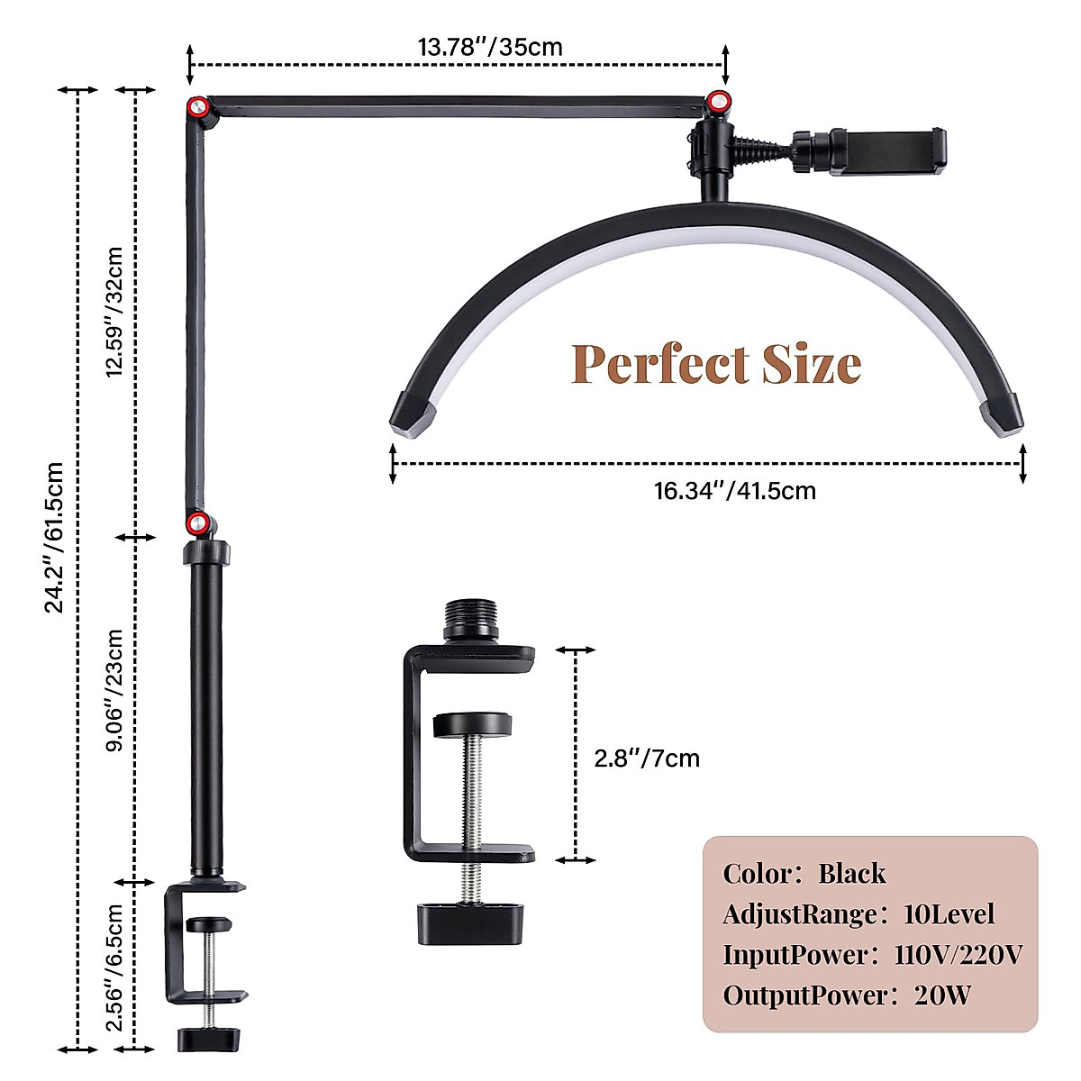 LED Lash Light Lamp - Esthetician Lamp, Tattoo Light for Photography Beauty Makeup Eyebrow, Adjustable Gooseneck Standing Lampfor Crafts and Reading, Perfect for Studio, Living Room, Bedroom, and offi