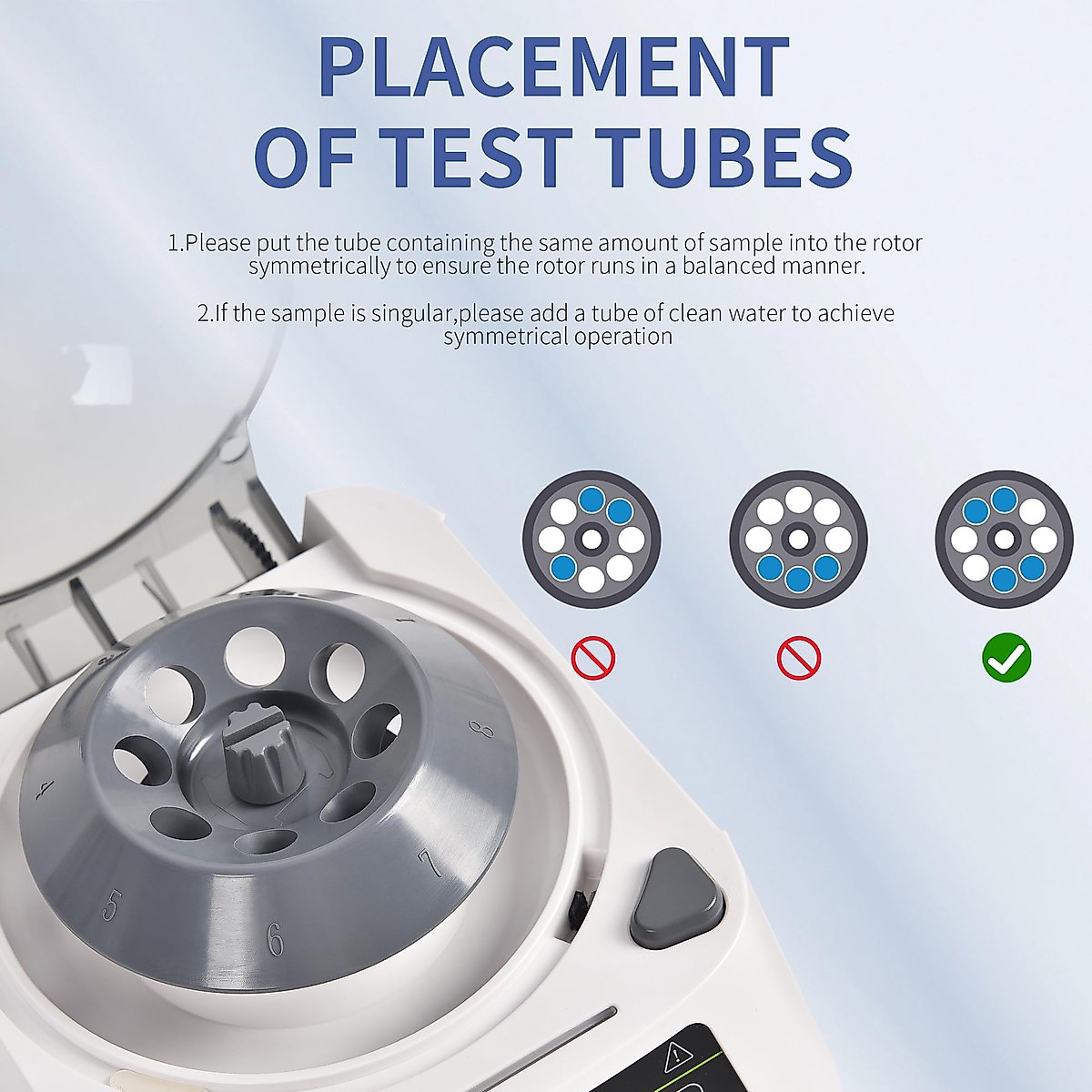LACHOI Mini Lab Centrifuge Machine 1000-10000RPM Adjustable Time LCD Digital Mini Microcentrifuge Scientific Mini Centrifuge Benchtop with 2 Rotors for 8×0.2/0.5/1.5/2ml Tubes&2×8×0.2ml PCR Strips