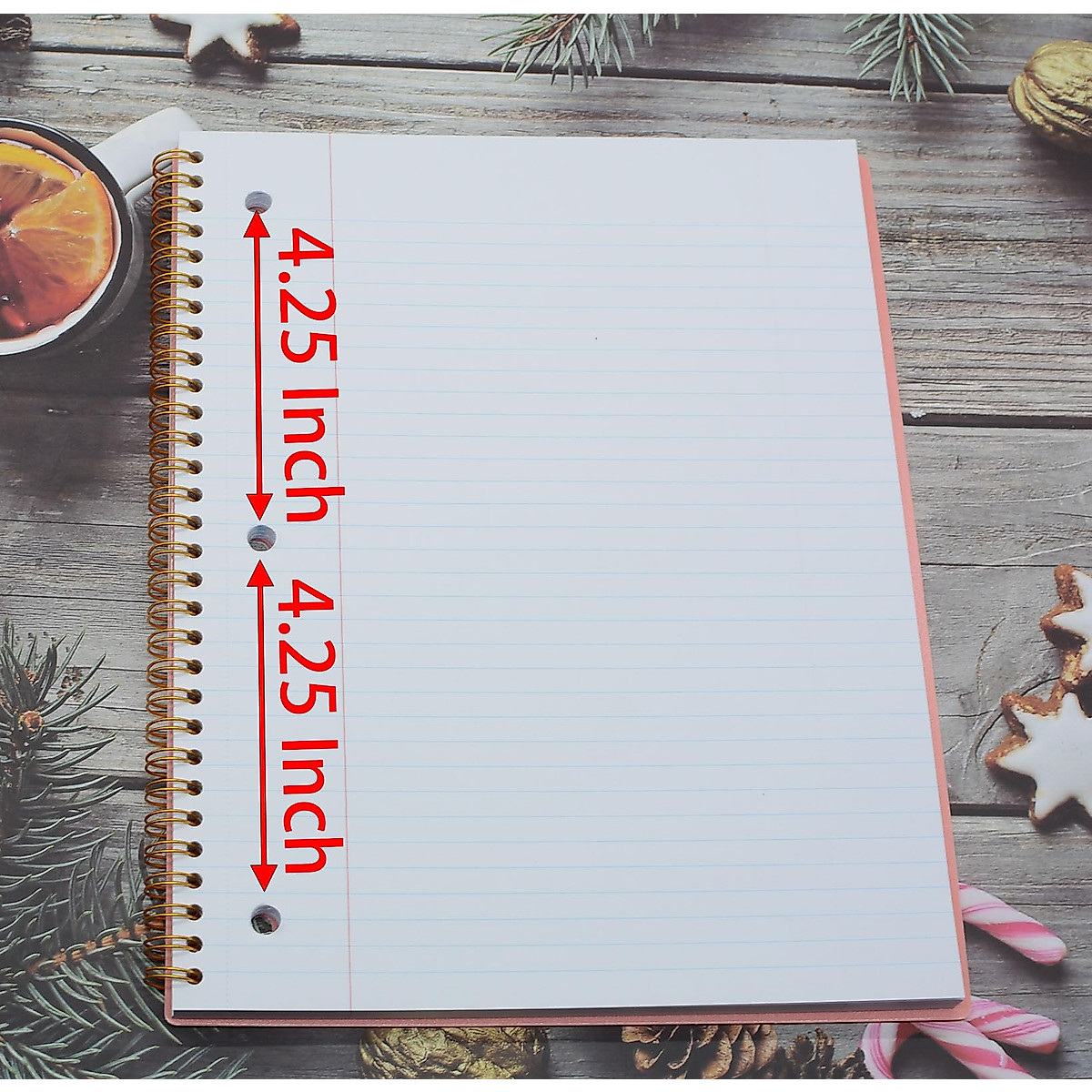 YIKANGHENG Tearable Loose-leaf Spiral Notebook, 2 Pcs 2 Color 3 Punch Design 10.5 Inch x 8.27 Inch Hard Plastic Cover 80 Sheets (160 Pages) 80 GSM for Study and Office Supplies (Blue and Pink)