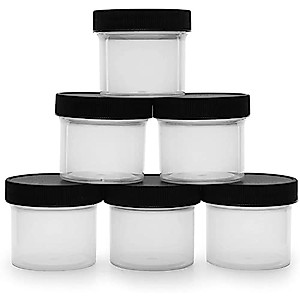 Salad Dressing Condiment Containers (6-Pack); 2-Ounce To-Go Plastic Mini Food Storage Jars for Lunch Boxes; Carry Up to 4 Tablespoons