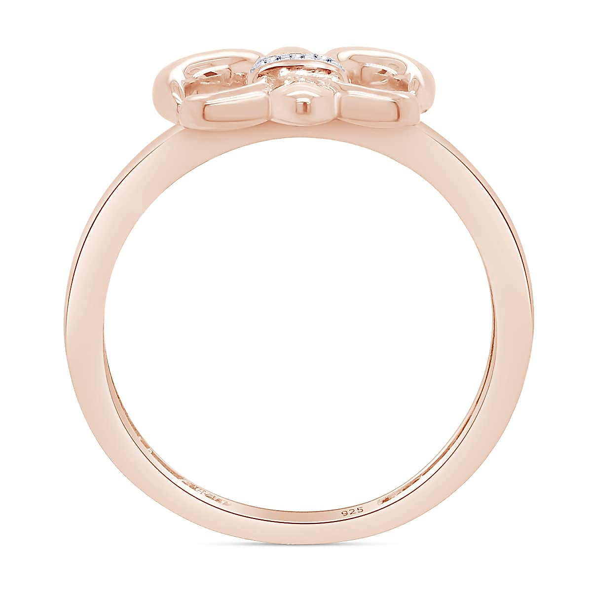 Wishrocks Dainty Fleur-De-Lis Diamond Accent Ring in 18K Rose Gold Over Sterling Silver Ring Size- 6