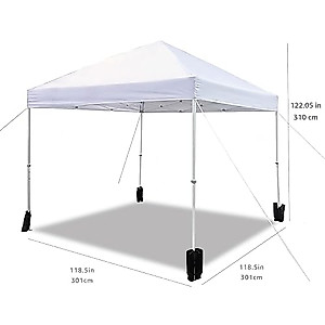 Amazon Basics Outdoor Pop Up Canopy with Wheeled Carry Bag, 10x10 ft, 8 Pegs and 4 Ropes, 4 Weighted Bags, White