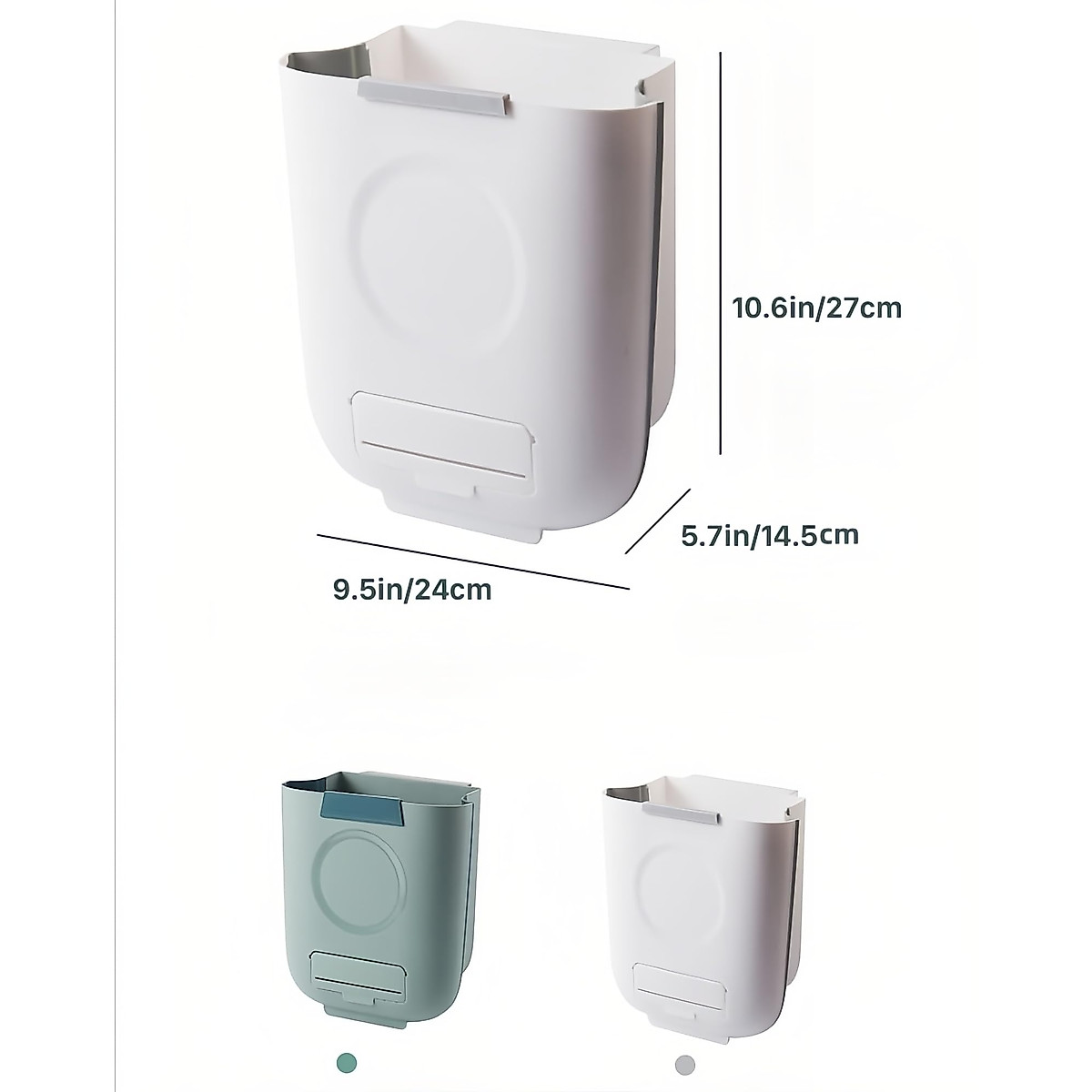 AIWE7D 2.4 Gallon White Collapsible Trash Can for Kitchen Cabinet Doors, Holds 2.1 Gallons, Lightweight and Durable, Foldable Design Saves Space