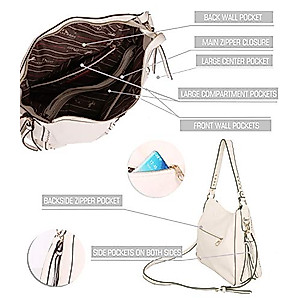 Montana West Large Hobo Handbag for Women Studded Leather Shoulder Bag Crossbody Purse With Tassel MWC-1001BG