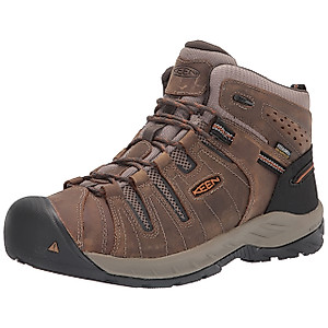 KEEN Utility Men's Flint 2 Mid Height Soft Toe Waterproof Non Slip Work Boots, Black Olive/Brindle, 14 Wide