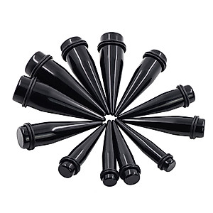 Oyaface 24PC Big Gauges Kit Ear Stretching 00G-20mm Acrylic Taper Plug Tunnels Piercing Black Kits