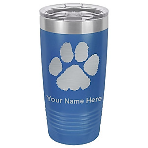 LaserGram 20oz Vacuum Insulated Tumbler Mug, Paw Print, Personalized Engraving Included (Dark Blue)