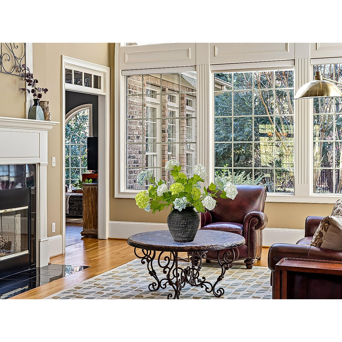 YalzoneMet 4 Pcs 26.8'' Viburnum Artificial Flower Snowball Lifelike Long Stem Real Touch White Small Hydrangea Latex Flower for Home Christmas Decoration Table Centerpieces Floral Arrangements