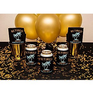 Retirement Can Coolers - 6 Pack - Retirement Stocking Stuffer - Retired Not My Problem Anymore Thermocoolers - Funny Retirement Gifts for Women and Men - Insulated Drink Holder with Palm Trees