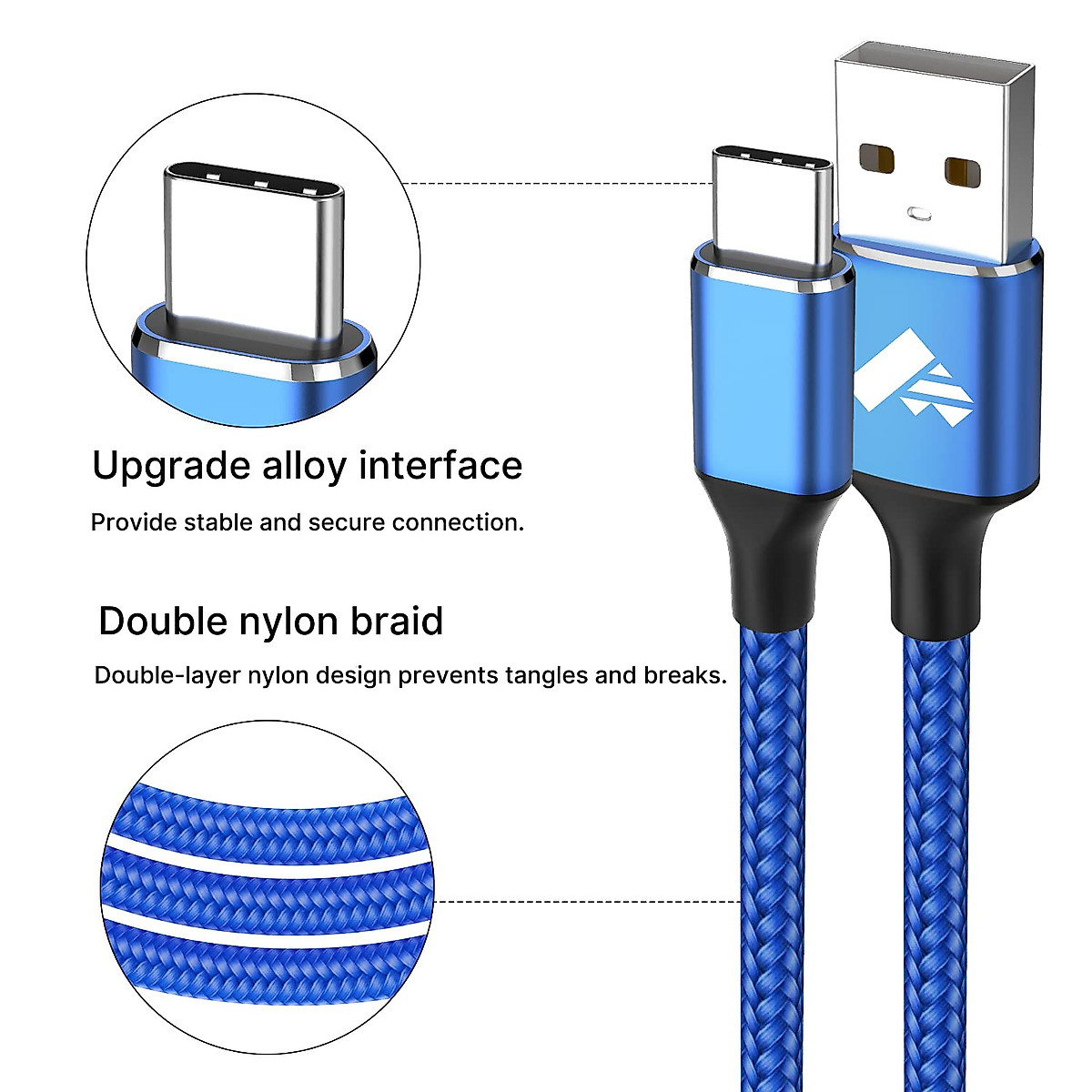 USB C Cable, 2Pack 6ft Fast Charging Nylon Braided Charger Cord Compatible with Samsung Galaxy S20 S10 S10E S9 S8 Plus, Note 20 10 10+ 9 8