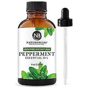 NaturoBliss Peppermint Essential Oil, 100% Pure and Natural Therapeutic Grade, Premium Quality Peppermint Oil, 4 fl. Oz - Perfect for Aromatherapy and Relaxation