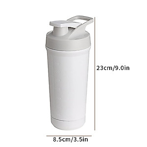 ComfyoneCHP Detachable Bottom Stainless Steel Water Bottle Protein Mixing Shaker Tumbler Removal Ball and Bottom Easy Clean Leak-Proof Blender Cup 28oz (800ml) for Gym (White)