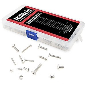 Hilitchi 460-Piece Metric M3 M4 M5 Hex Socket Flat Head Countersunk Bolts Screw Nut Assortment Kit - 304 Stainless Steel