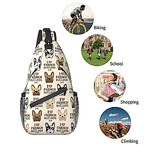 French Bulldog Crossbody Sling Backpack Lunch Box Shoulder Chest Urben Sling Bag Travel Hiking Chest Bag Daypack For Women & Men