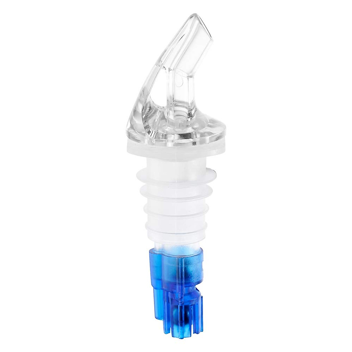 (Pack of 6) Measured Liquor Pourers, 0.875.oz, No Collar Clear Spout Bottle Pourer with Blue Tail