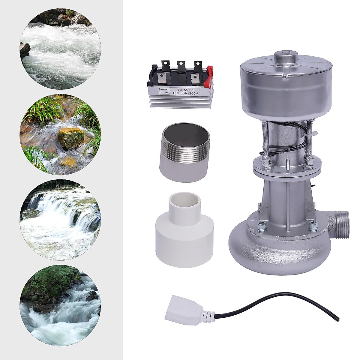 Micro Hydroelectric Generator 110V Mini Hydro Power Water Turbine Generator 500W Hydroelectric Power Station Water Turbine Water Flow Generator, Natural Water Power To Generate Electricity