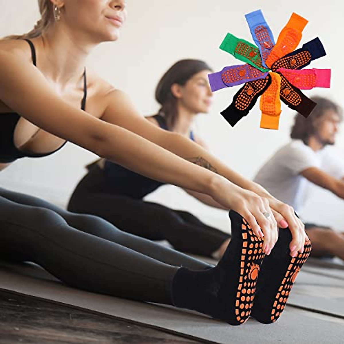 Geyoga 10 Pairs Non Slip Yoga Socks Anti Skid Sticky Grippers Socks Hospital Slipper Socks for Men Women Pilates Ballet Barre (Classic Colors)