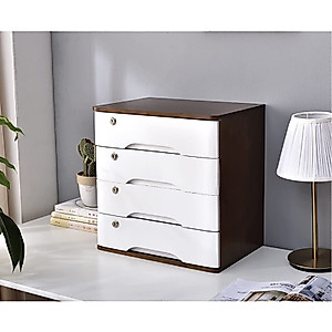Desktop File Cabinet - Desktop Storage Box with Drawers, with Lockable Drawers Wooden Desktop Storage Box, Office Supplies A4 File Organizer, 4 Tier Flat File Cabinet (Color : B)