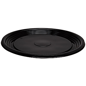CaterLine Casuals Plastic Platter Round Tray, 12-Inch, Black, (25-Count)