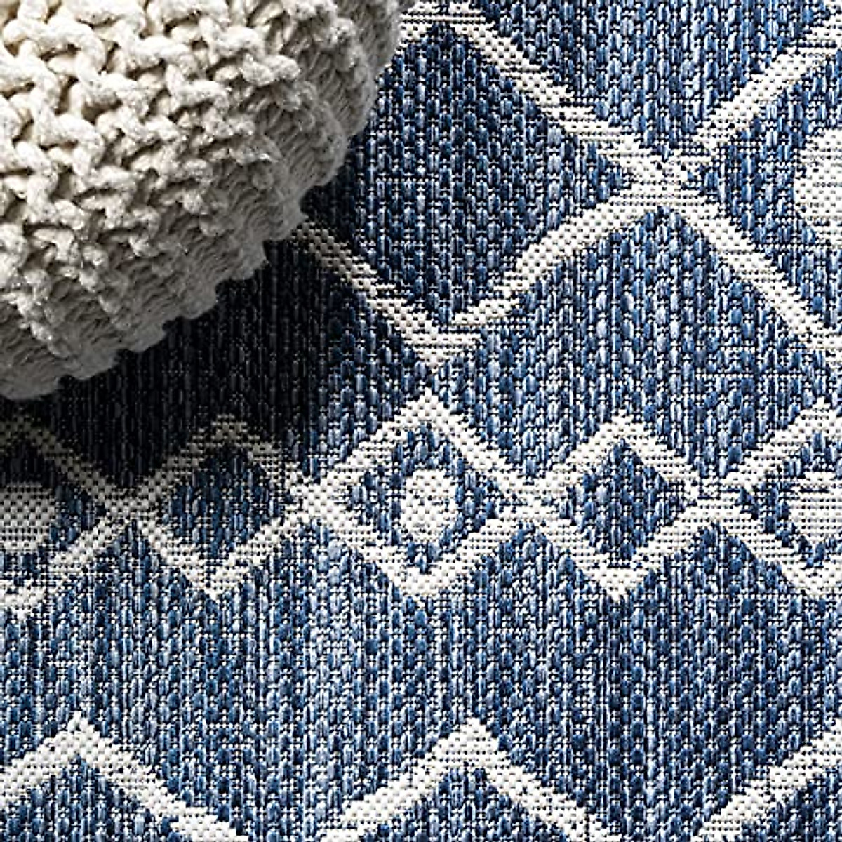 JONATHAN Y SMB131C-3 Nokat Tribal Bohemian Indoor Outdoor Area-Rug Bohemian Rustic Easy-Cleaning Bedroom Kitchen Backyard Patio Non Shedding, 3 X 5, Blue/Ivory