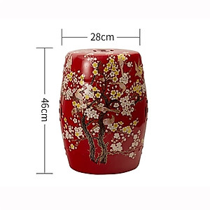 ANNESA Garden Decorative Stool, Ceramic Circular Glazed Pattern is Suitable for Garden, Courtyard, Lawn Drum Stool