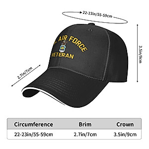 U.S. AIR Force Veteran Unisex Classic Baseball Cap Sandwich Cap Plain Dad Cap Adjustable Casquette Hat Black