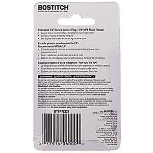 Bostitch BTFP72333 Industrial 1/4-Inch Series Swivel Plug - 1/4-Inch NPT Male Thread