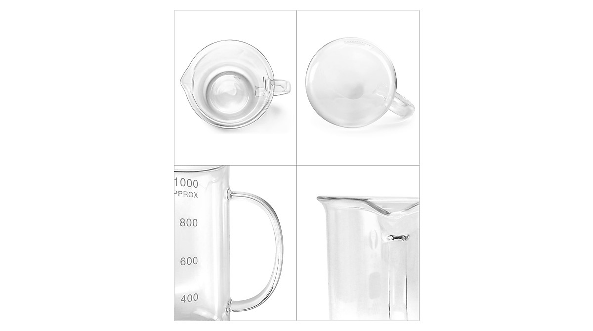 QWORK 1000ml Beaker - Durable Glass Measuring Cups 2 Pack