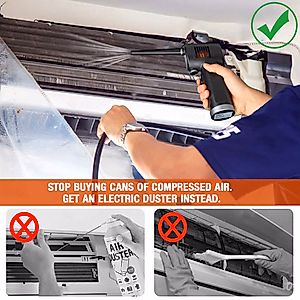 Electric Cordless Air Duster, Replaces Compressed Spray Gas Cans, Rechargeable Duster for Computer or Keyboard Cleaning.