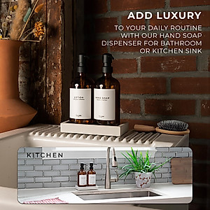 MaisoNovo Soap Dispenser 3-Piece Set | 16.9oz Amber Bottles with Black Stainless Steel Pumps