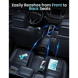 MOKPR 5 Multi USB Car Charger, 98W Fast Car Charger Adapter for Multiple Devices, PD & QC3.0 Cigarette Lighter Adapter Car Cell Phone Charger with 5FT Cable for iPhone 14/13 iPad Samsung Android