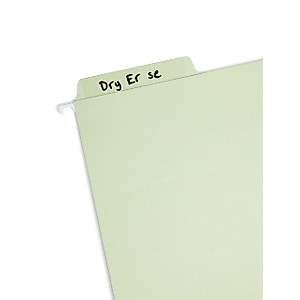 Smead Erasable FasTab Hanging File Folder, 1/3-Cut Built-in Tab, Letter Size, Moss, 20 per Box (64032)