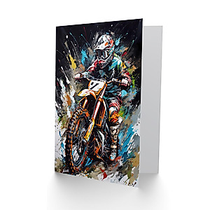 Artery8 Motocross Dirt Bike Action for Husband Him Dad Son Brother Birthday Thank You Fathers Day Blank Art Greeting Card