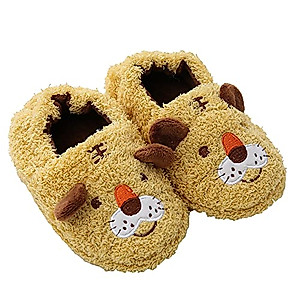 Enteer Baby Boys' Tiger Slipper Warm Plush Winter Rubber Home Slippers US 5-6