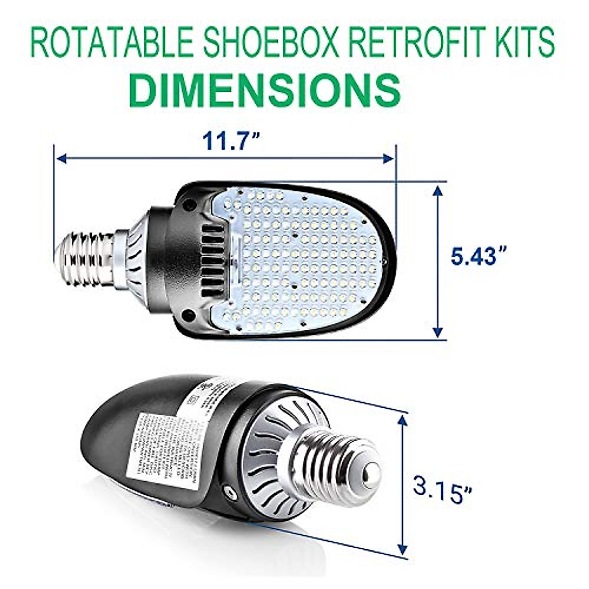 OSTEK LED Shoebox Area Corn Light Bulb 54W LED Retrofit Kits 5000K E39 Rotatable Mogul 7560LM LED Commercial Lighting - Post Street Light Security Lights Parking Light LED Paddle Bulb, UL DLC