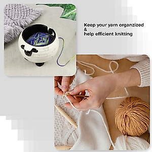 Yarn Bowl for Crochet, Ceramic Sheep Yarn Bowl with Smooth Spiral Outlet for Tangle-Free Knitting, Lovely Sheep Crochet Yarn Holder for Needlecraft & Decoration
