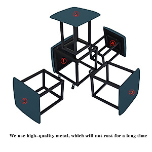 LUGSHIREE 5 in 1 Nesting Ottoman Cube Chair, Stackable Stools, Leather Square Ottoman Bench, Foot Stool with Wheels for Living Room,Dining Room 15.75x15.75x16.54 inches