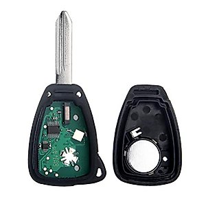 ZENITHIKE Replacement Keyless Entry for Smart Proximity Remote Key Fob Uncut Ignition Keyless 4 Buttons with Key Blade 05 06 07 08 09 10 11 12 13 14 15 16 for Jeep for Chrysler for Dodge X 1