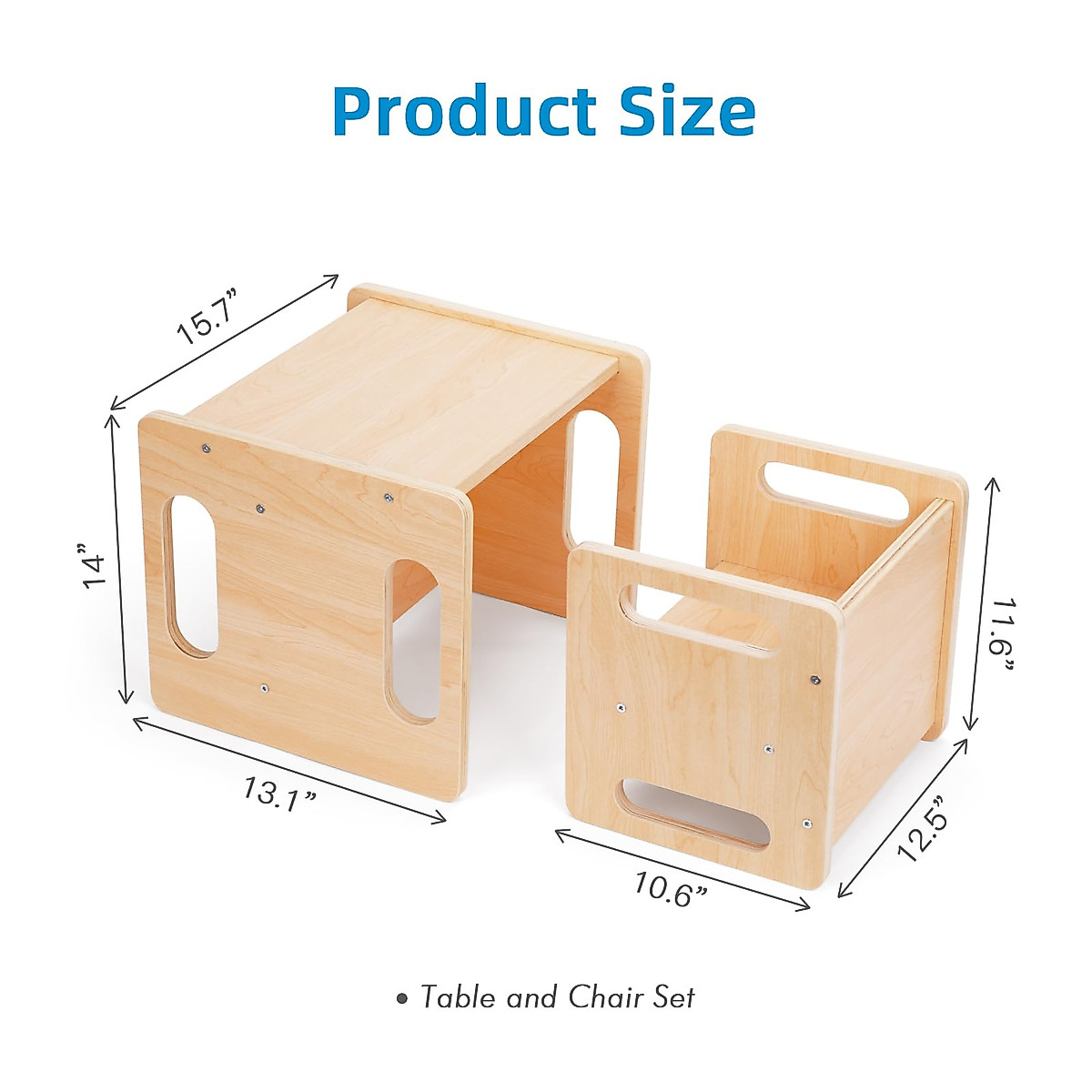 OOOK Montessori Weaning Table and Chair Set,Kids Activity Table and Chair Set with Fence for Read, Play Toys, Snack Time,Step Stool,1-3 Year Old Kids Montessori Furniture