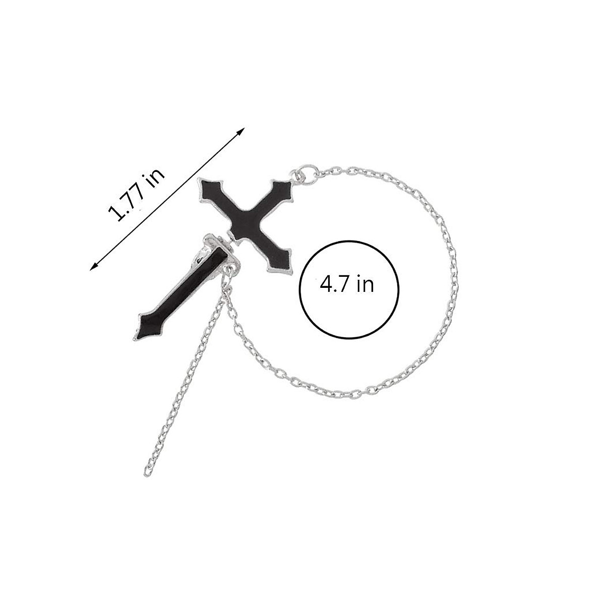 Zehope Black Cross Chain Earring Silver Punk Dangle Stud Earrings Long Sword Earring Jewelry for Women (1 Pcs)