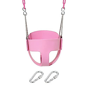 Take Me Away Pink Swing Seat - Heavy Duty Chain Plastic Coated - Playground Swing Set Accessories Replacement