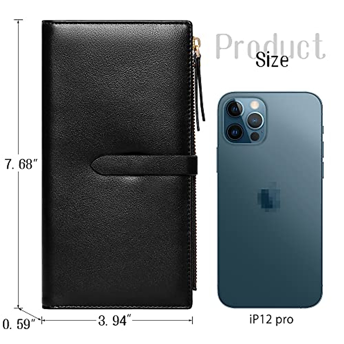 Badiya Ultra Slim Wallet Credit Card Holder Thin Bifold Clutch Wallets with Zipper Pocket for Women